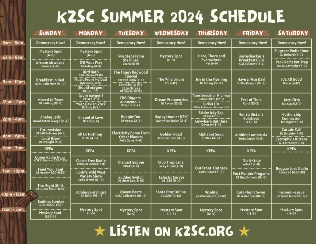 2024 Summer Program Schedule | KZSC Santa Cruz